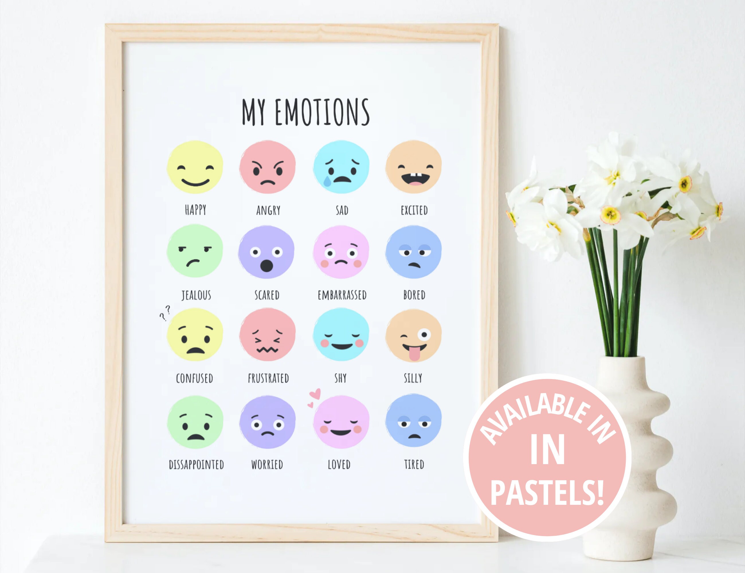 Feelings Chart, Mental Health Print, Pastel Classroom Decor ...