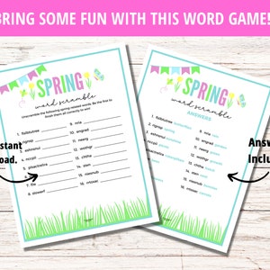 Spring Word Scramble Game, Printable Game, Games for Adults, Games for ...