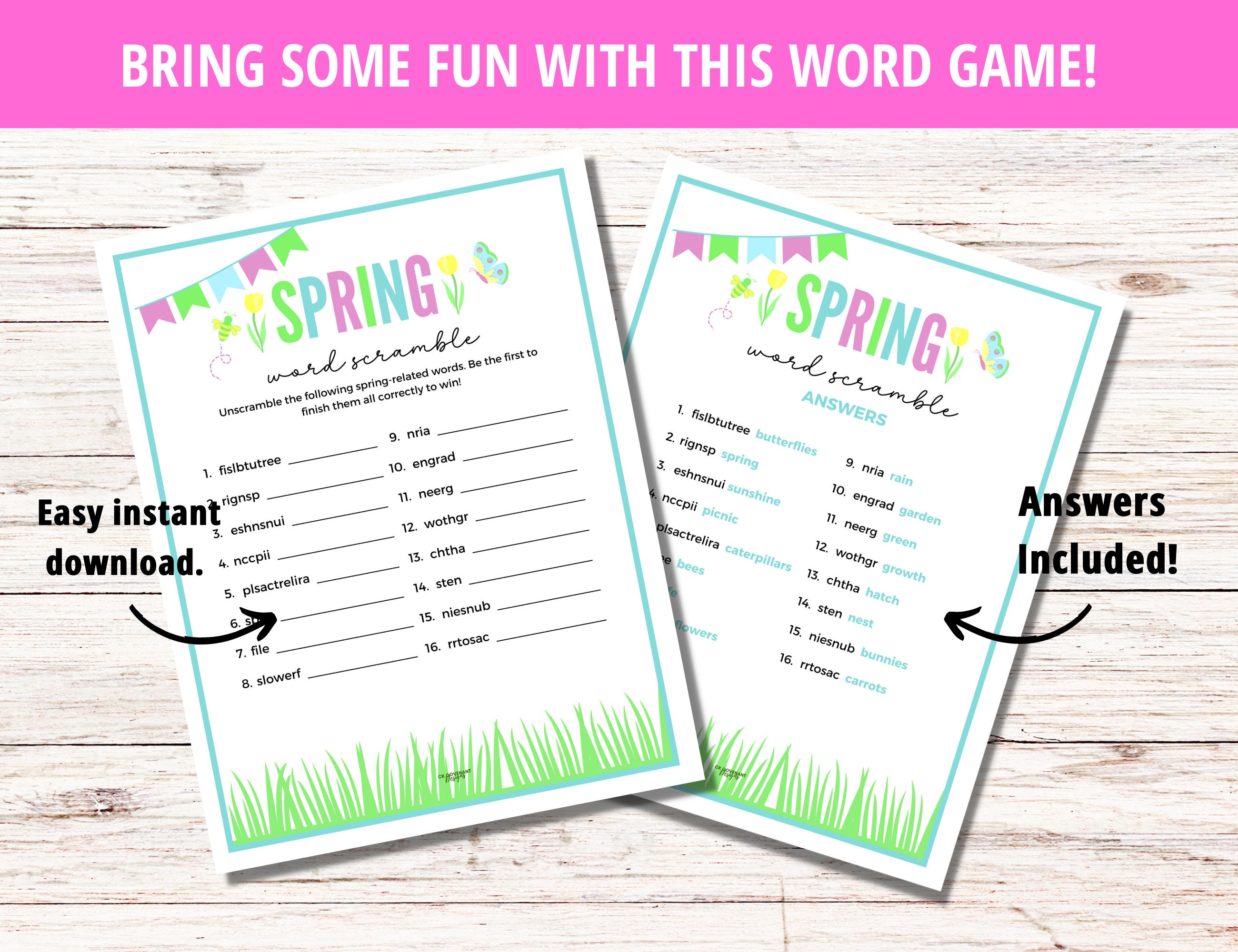 Spring Word Scramble Game, Printable Game, Games for Adults, Games for ...