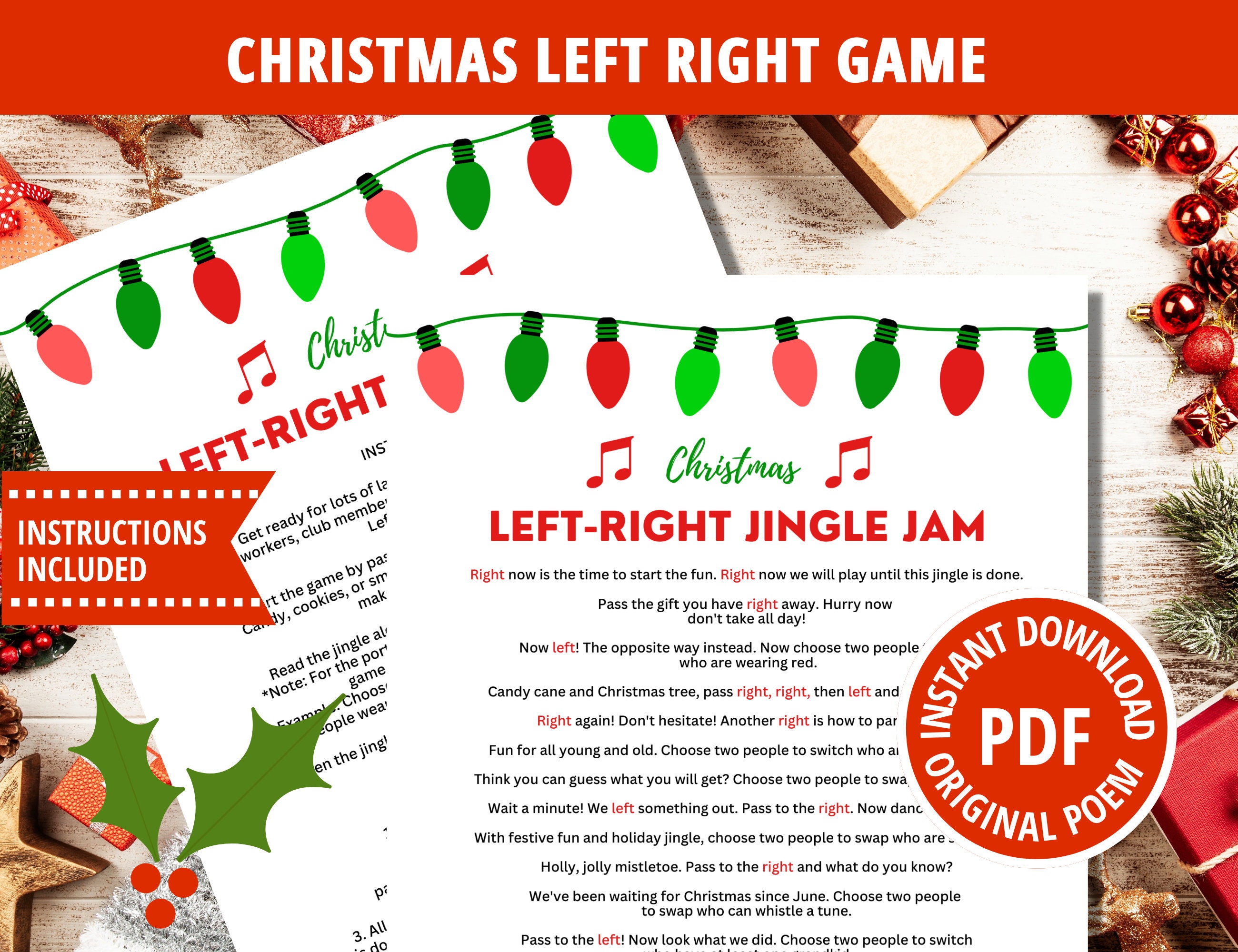 Left Right Game, Festive Fun, Gift Swap Game, Christmas Game, Gift ...
