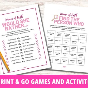 Women's Ministry Game Bundle, Bible Games, Find the Guest Bingo, Women ...