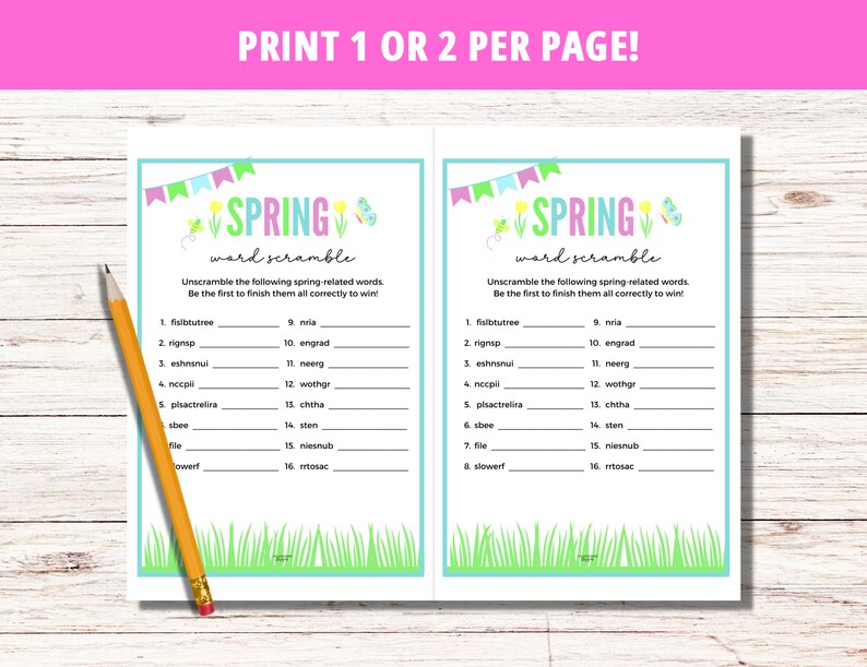 Spring Word Scramble Game, Printable Game, Games for Adults, Games for ...