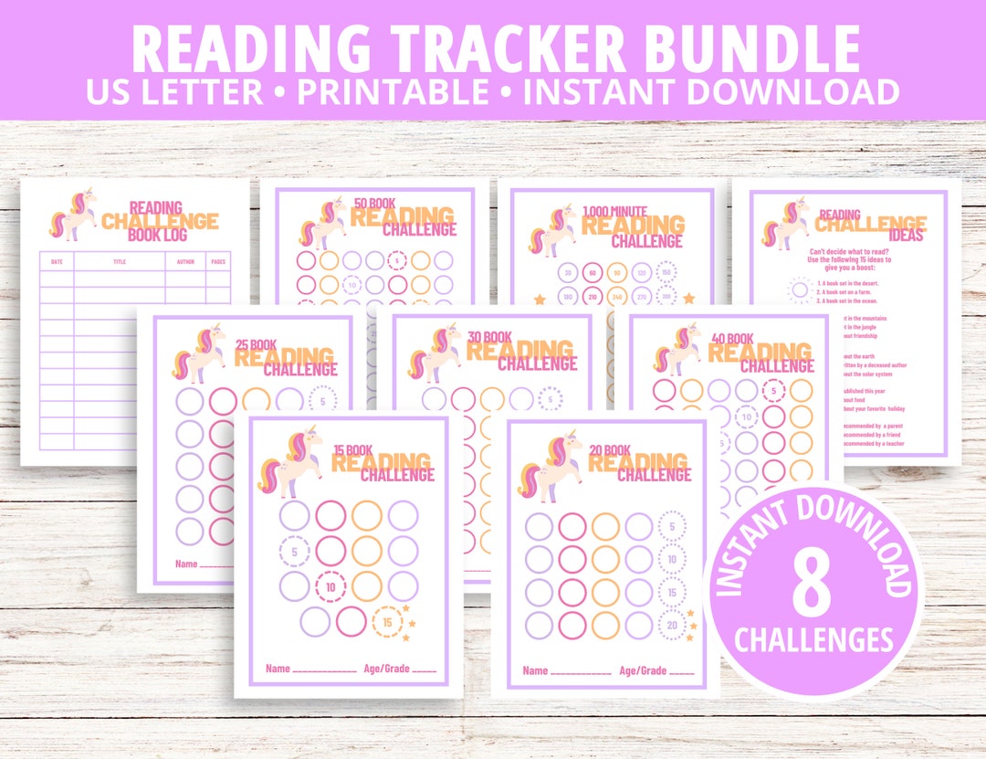 Reading Tracker Chart for Kids, Unicorn Reading Tracker Challenge ...