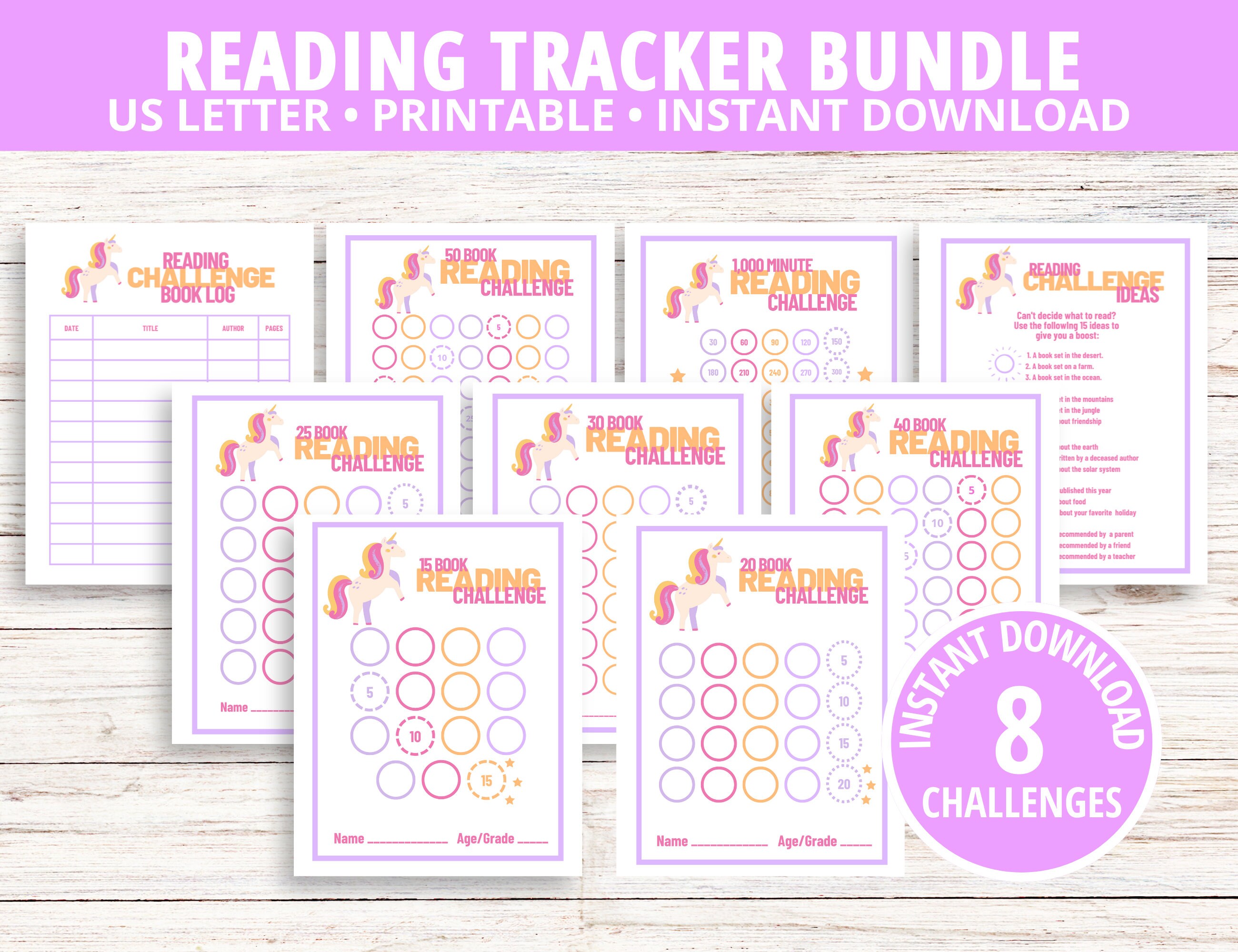 Reading Tracker Chart for Kids, Unicorn Reading Tracker Challenge ...