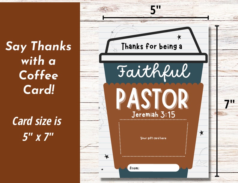 Pastor Appreciation Gift, Coffee Gift Card Holder, Clergy Appreciation ...