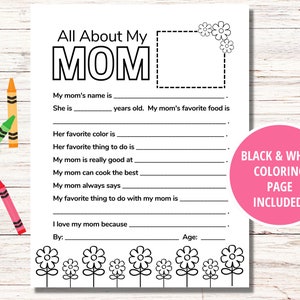 All About My Mom Mother's Day Activity, All About My Mom Kids Printable ...