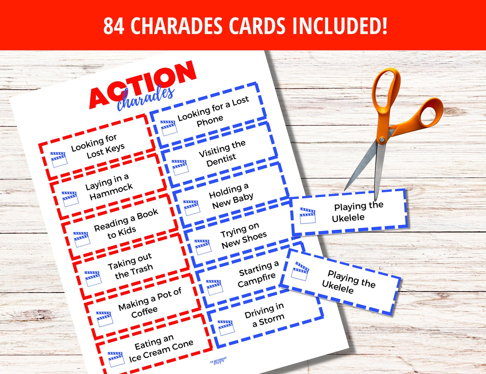 Printable Charades, Charades Cards,charades Action Cards, Party Game ...