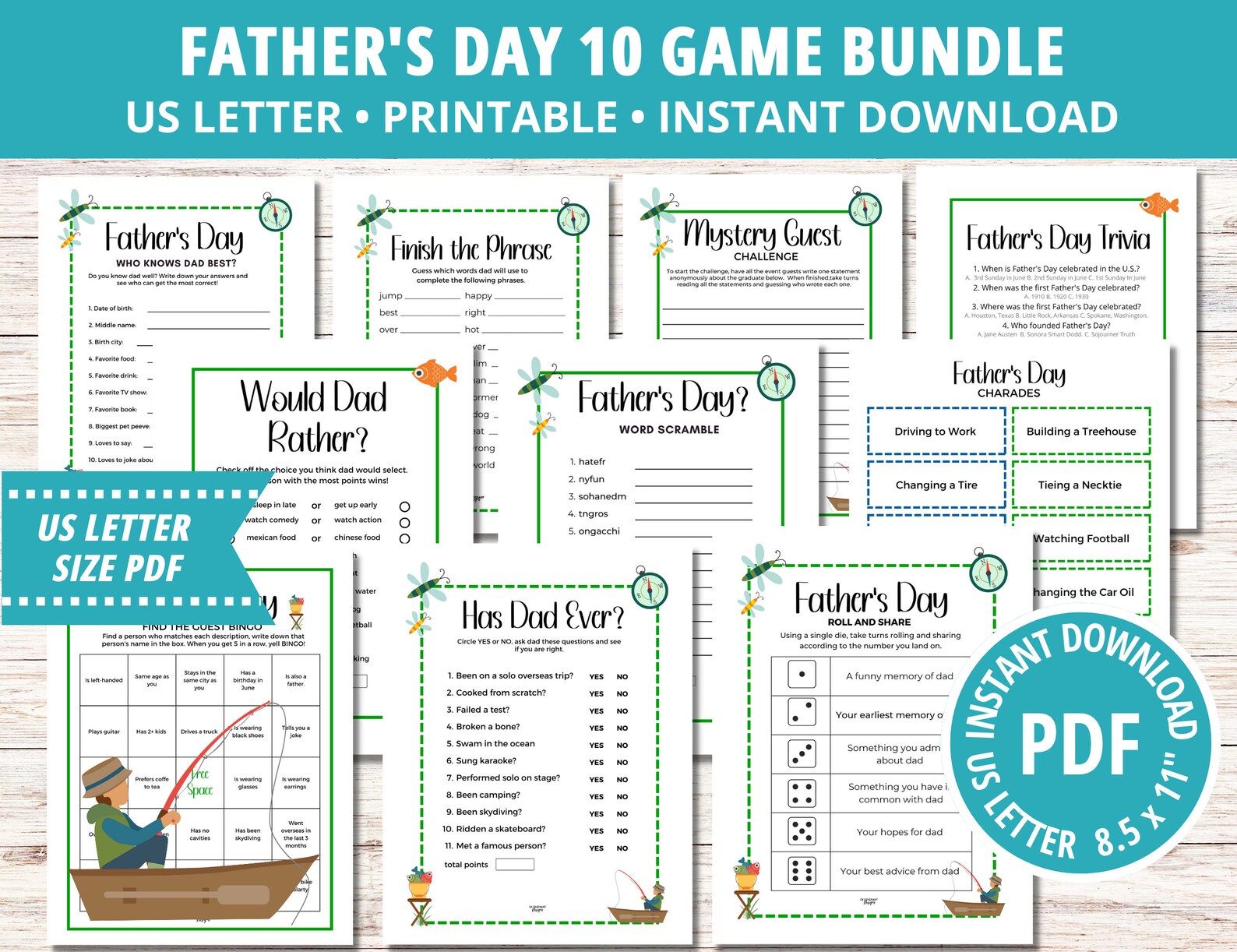 Printable Father's Day Game Bundle, Family Game Night, Printable Family ...