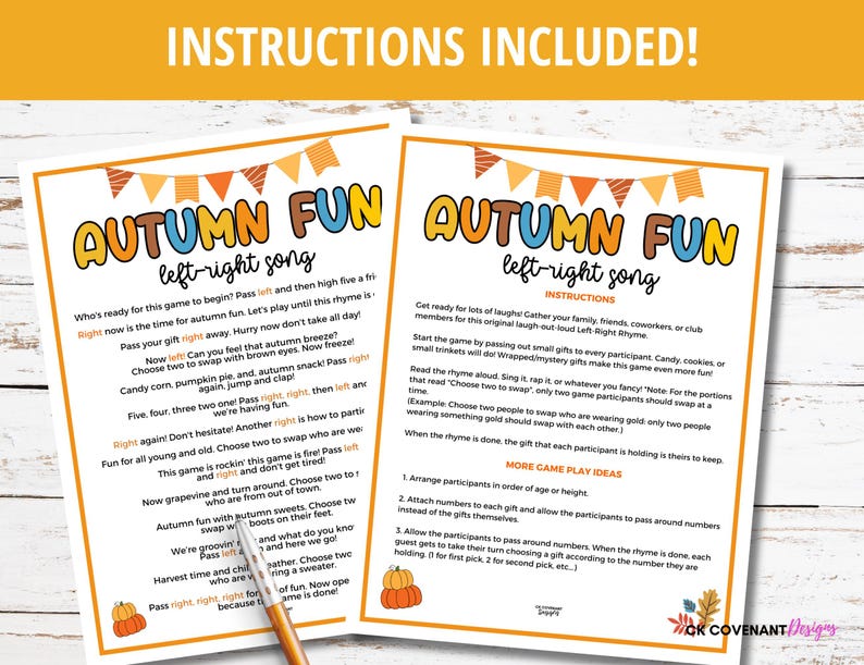 Fall Left Right Story, Left Right Song Pass the Gift Prize Exchange ...