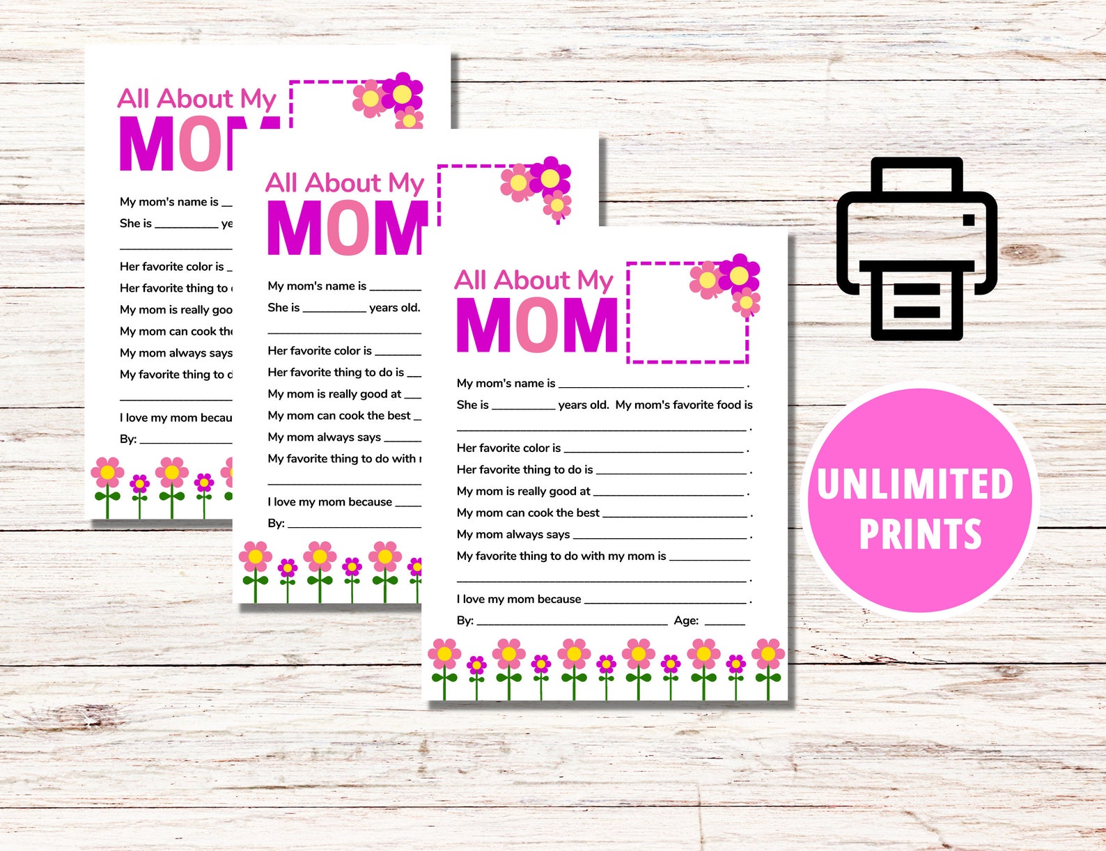 All About My Mom Mother's Day Questionnaire, Mother's Day Gift From ...