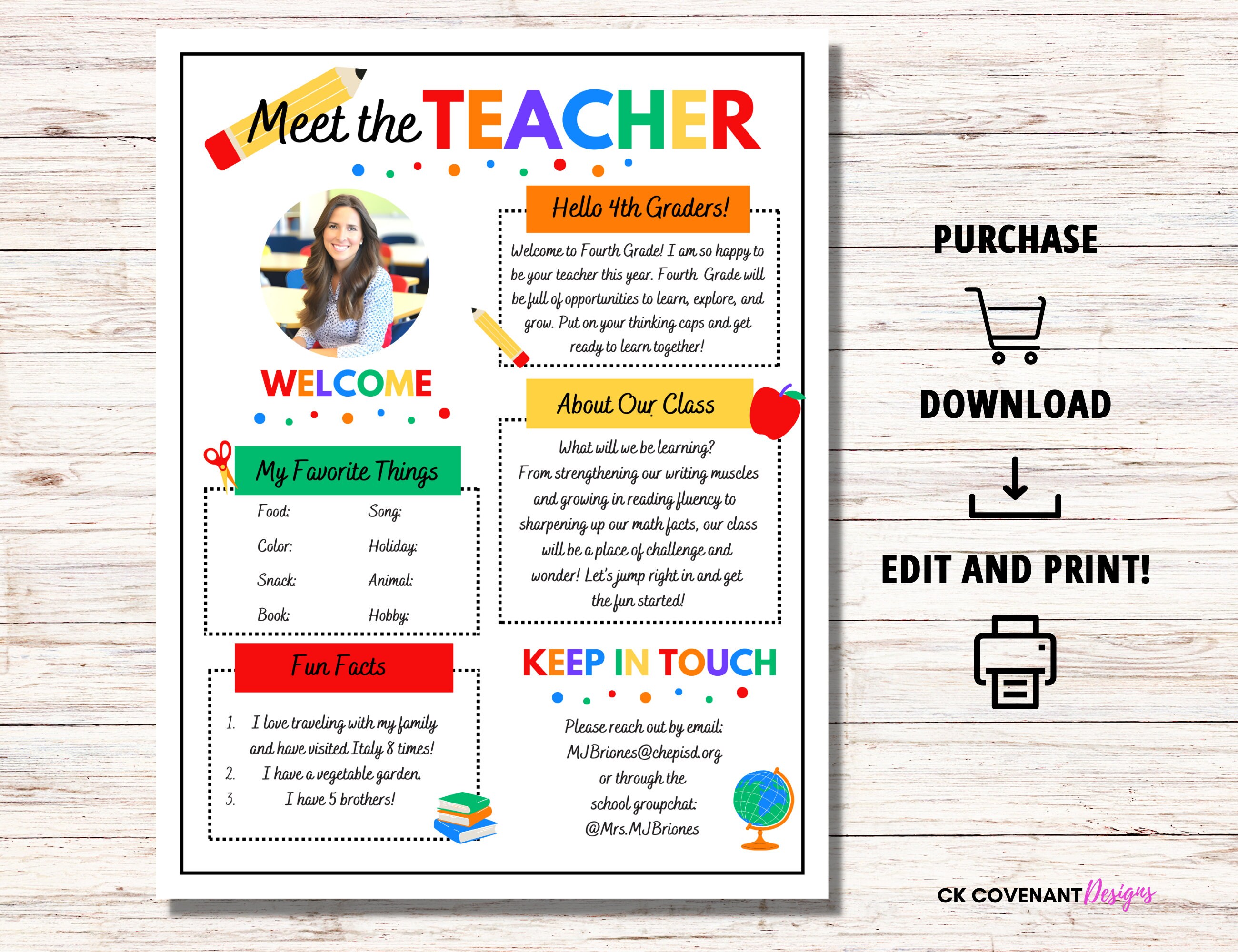 Meet the Teacher Teacher Template Editable Meet the Teacher - Etsy