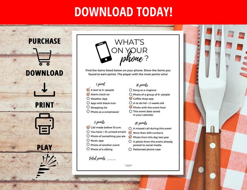What’s on Your Phone Game, What’s in Your Phone Game, Printable Games ...