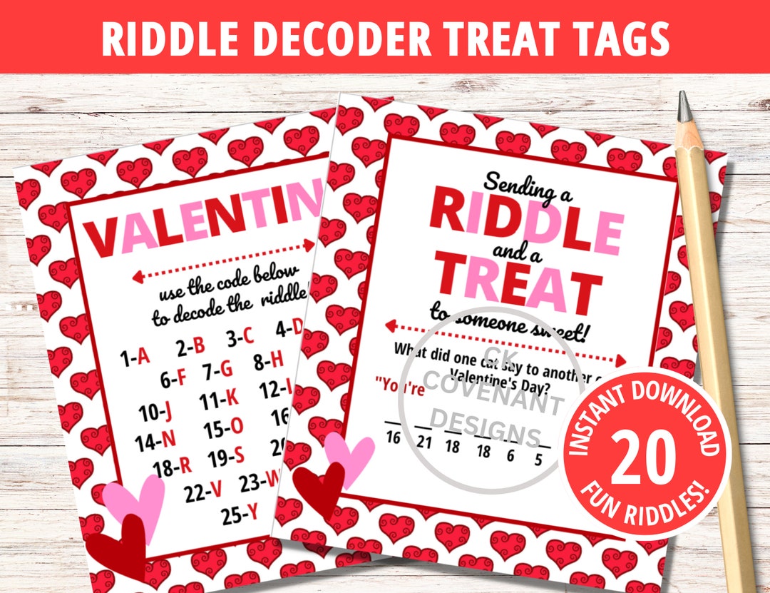 Valentine's Gift Tag, Valentine's Tag, Valentines Riddles, Riddle ...