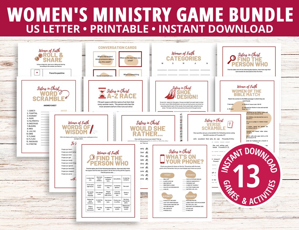 Women's Ministry Game Bundle Bible Games Find the Guest - Etsy