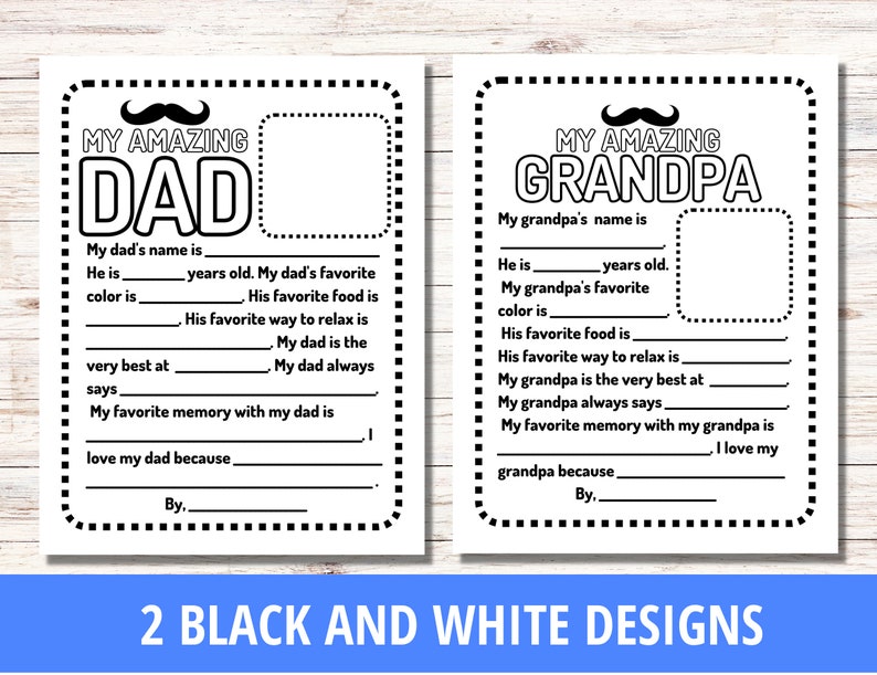 PRINTABLE All About Dad Fill in Template, Kids Gift for Father's Day or ...