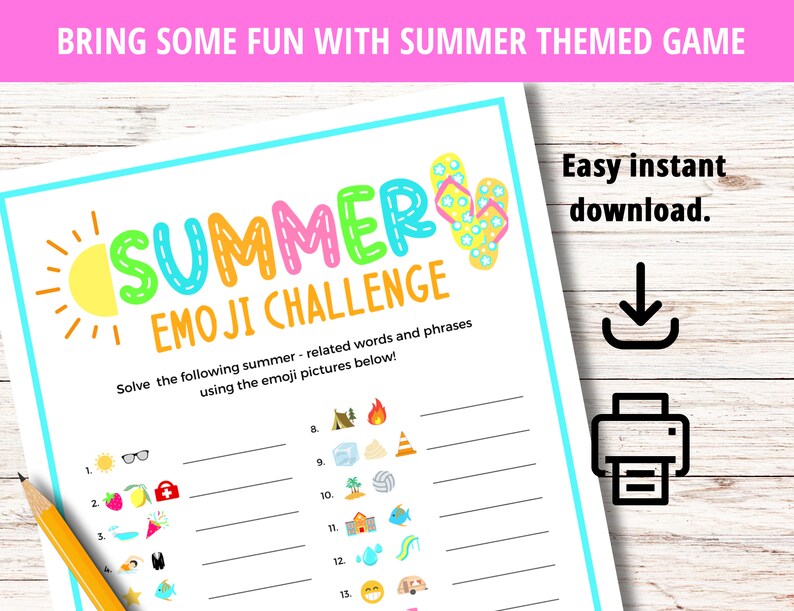 Emoji Pictionary Game. Emoji Game, Emoji Challenge, Summer Games for ...