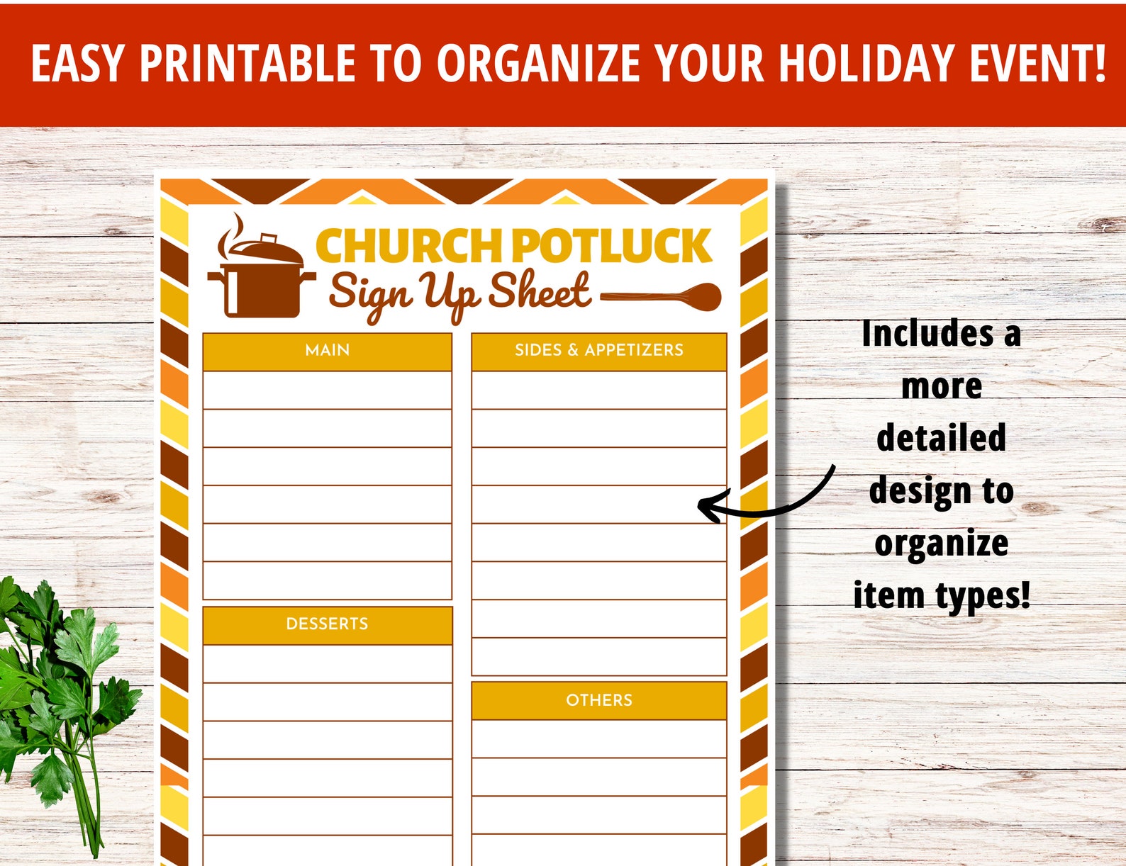 Sign up Sheet, Potluck Sign up Sheet, Holiday Potluck, Potluck Template ...