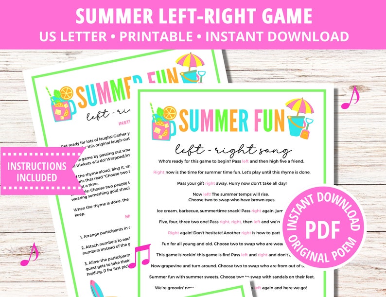 Left Right Game, Left Right Poem, Summer Family Reunion, Gift Exchange ...