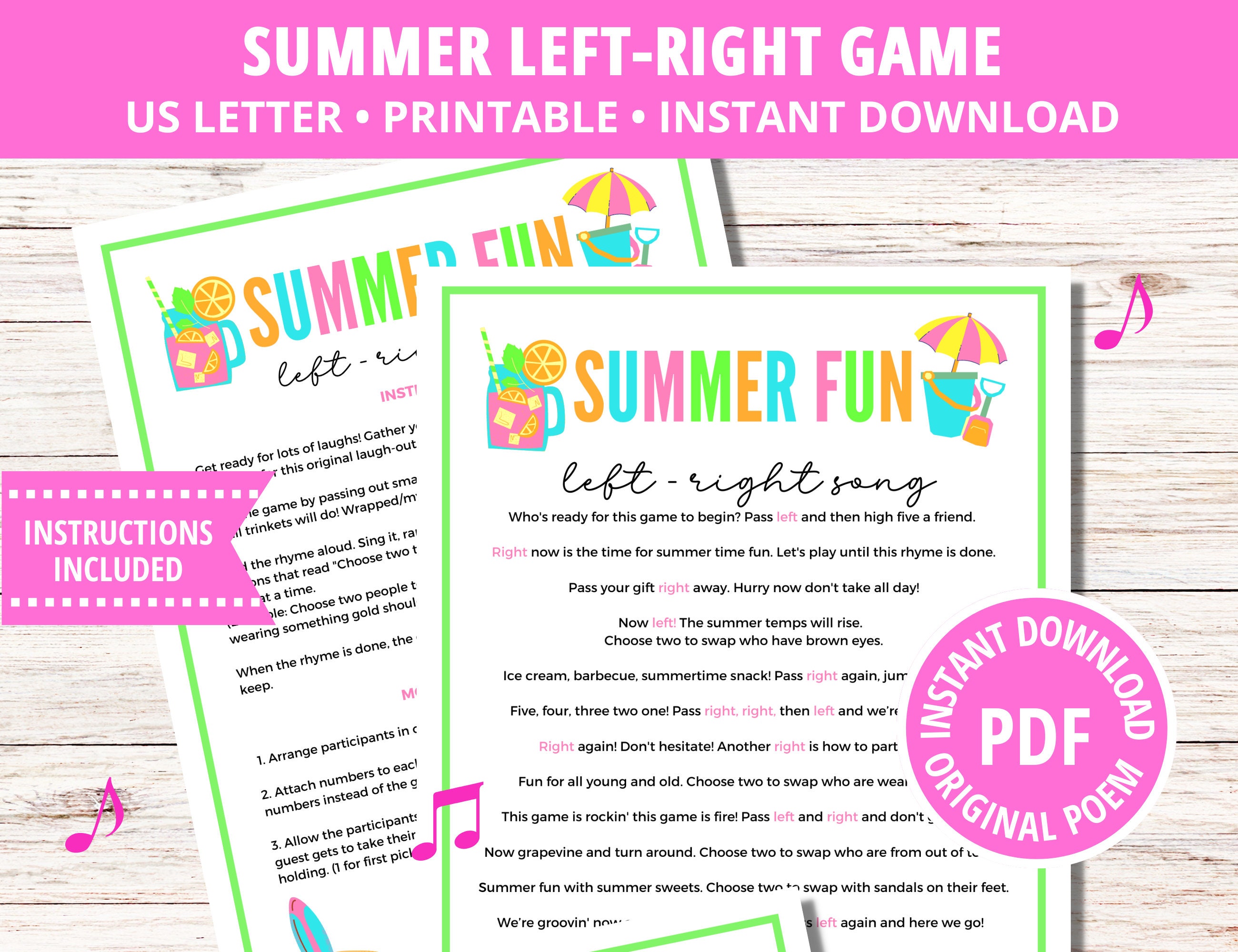 Left Right Game, Left Right Poem, Summer Family Reunion, Gift Exchange ...