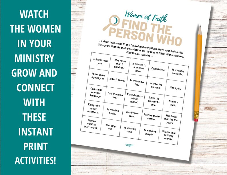 Women's Ministry Game Bundle, Bible Games, Find the Guest Bingo, Women ...
