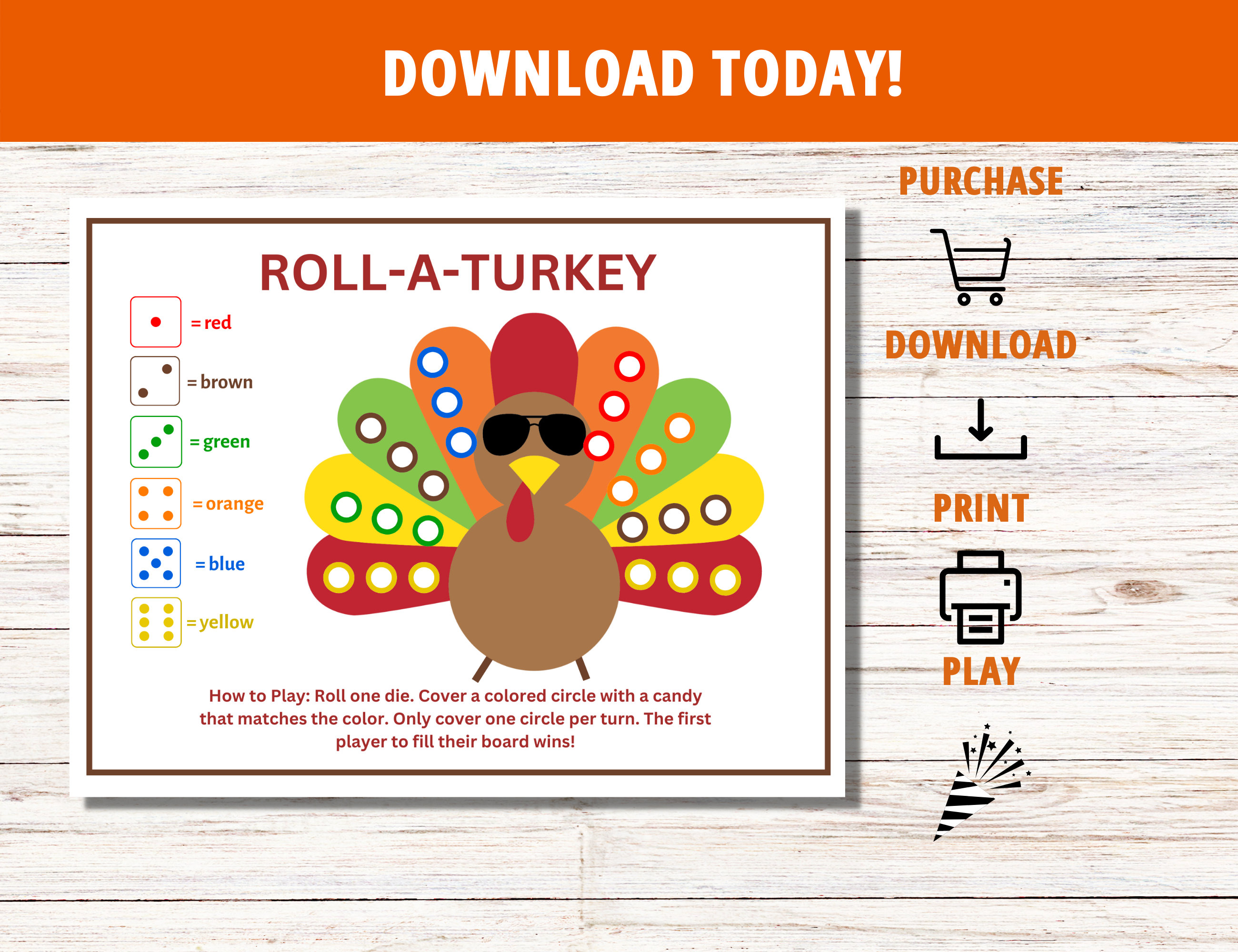 Roll A Turkey Game, Thanksgiving Game for Kids, Thanksgiving Games ...