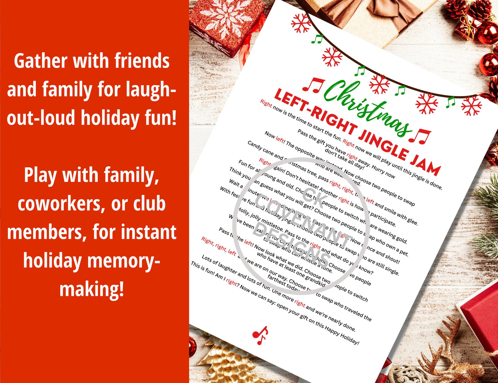 Festive Fun, Left Right Game, Christmas Printable, Christmas Game, Gift ...