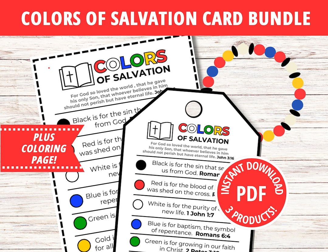 Colors of Salvation Card Bundle, Printable Gospel Card, Gospel Card ...