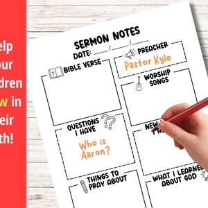 Sermon Notes for Children, Kids Sermon Notes, Sunday School, Kids ...