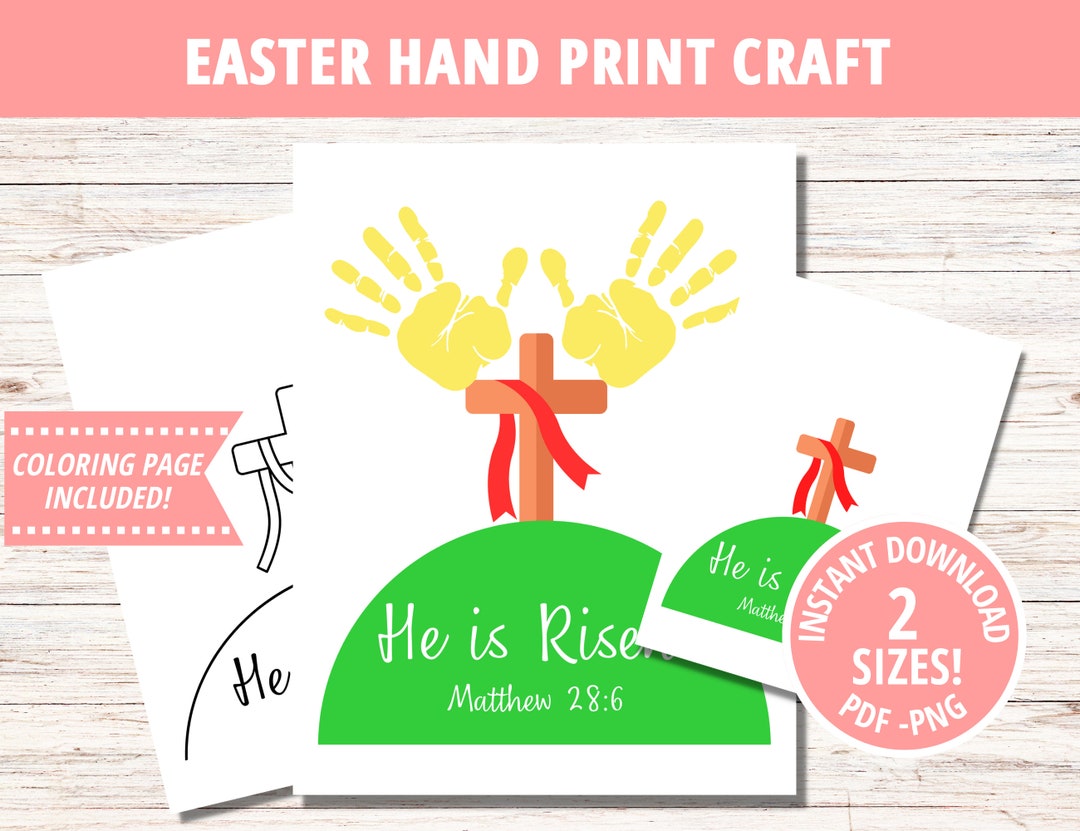 Easter Hand Print Art, He is Risen Christian Hand Print Art, Christian ...
