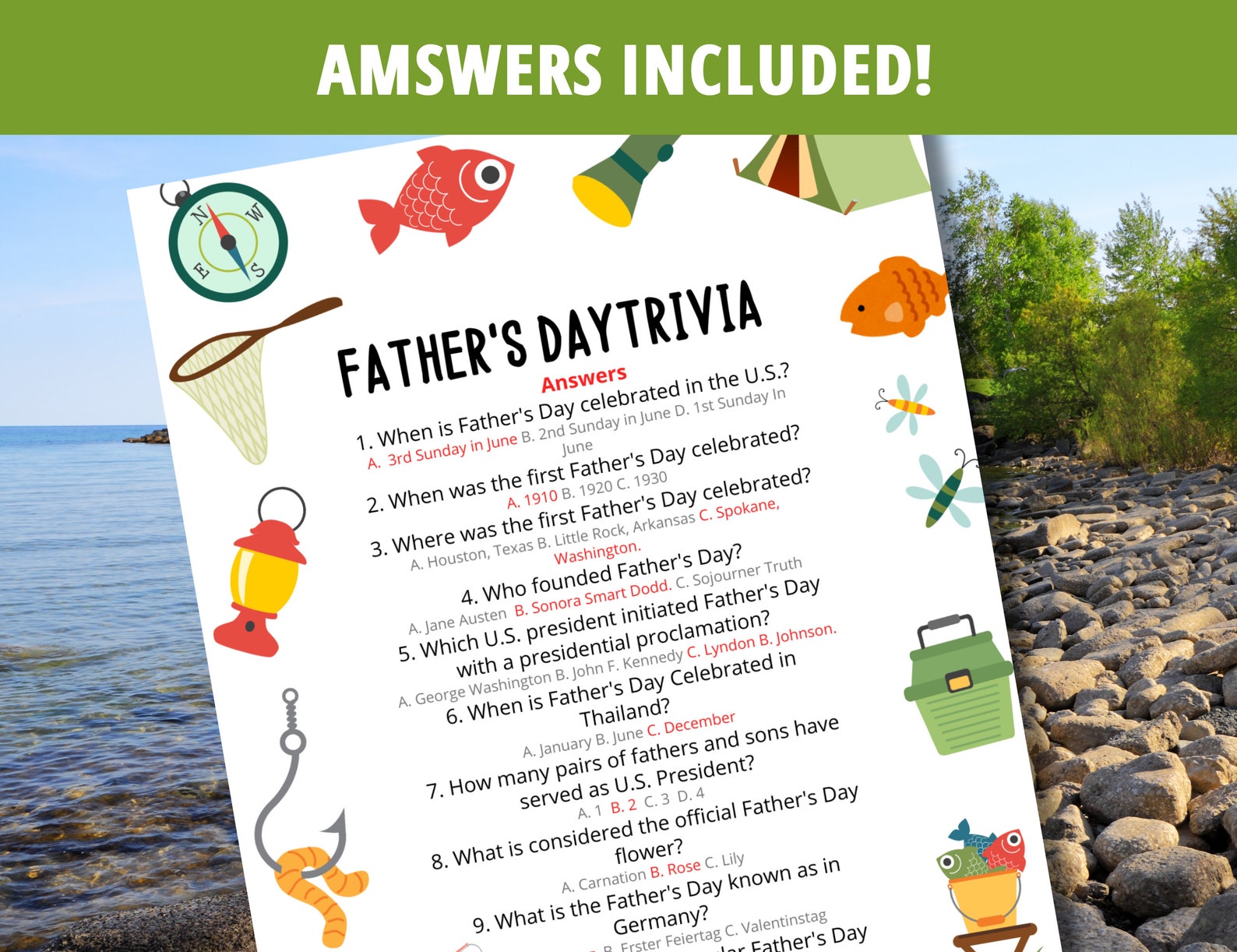 Father’s Day Game, Father’s Day Trivia Game, Party Games, Father’s Day ...