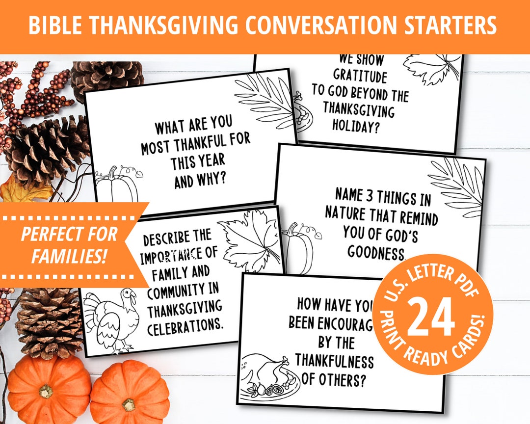 Bible Conversation Starters for Thanksgiving, Family Conversation Cards ...