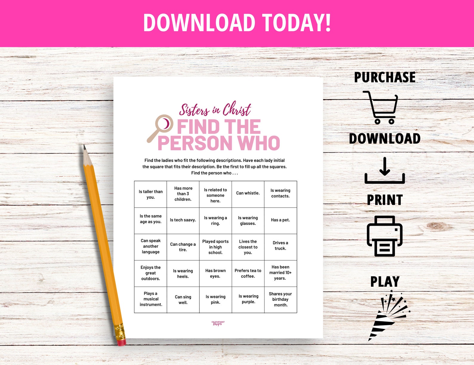 Women's Ministry Game Bundle, Bible Games, Find the Guest Bingo, Women ...