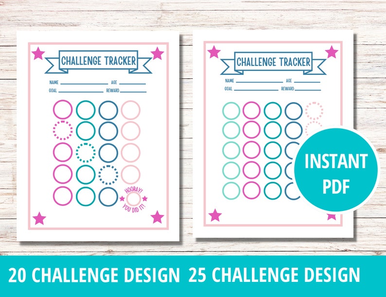 PRINTABLE, Challenge Tracker for Kids, Goal Tracker, Sticker Chart ...