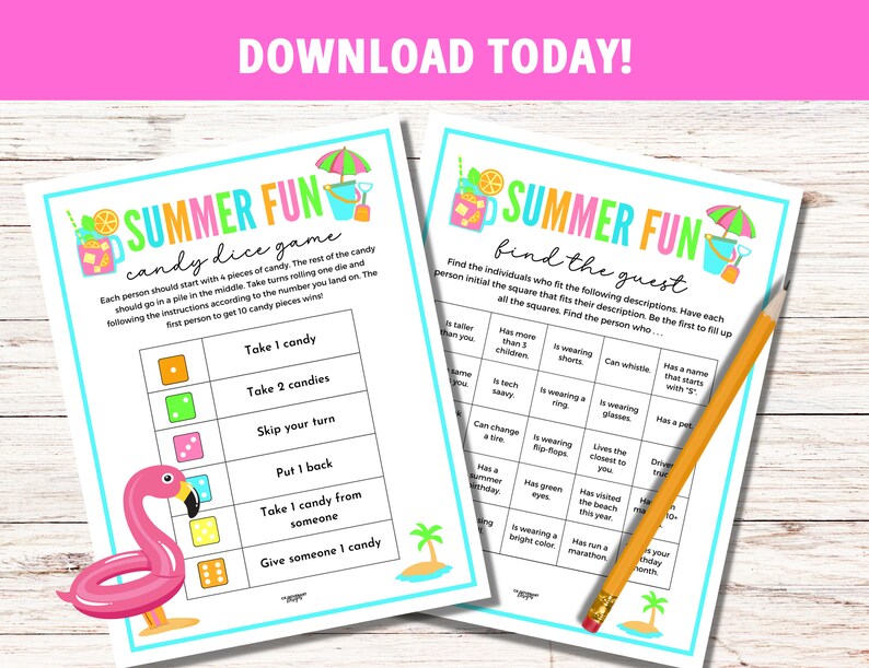 Summer Game Bundle, Summer Party Games, Summer Activities, Pool Party ...