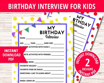 Birthday Questionnaire Printable - Etsy
