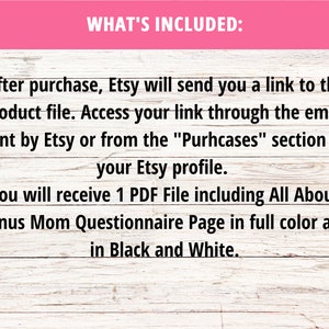 All About My Bonus Mom, Mother's Day Gift, All About My Mom Printable ...