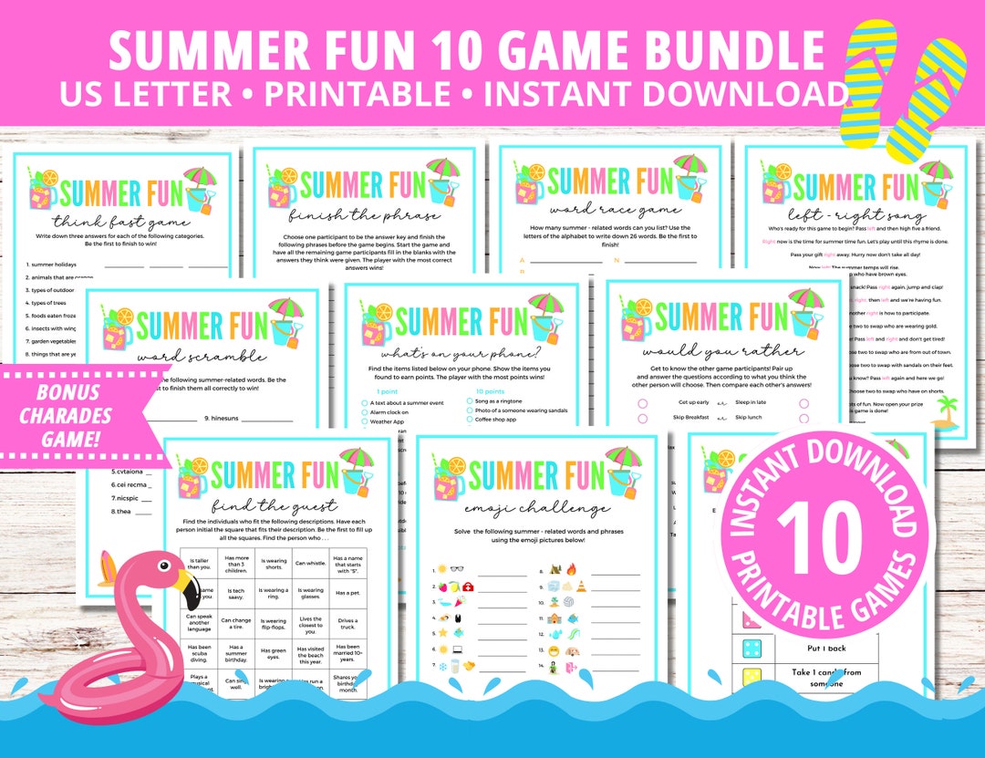 Summer Game Bundle, Summer Party Games, Summer Activities, Pool Party ...