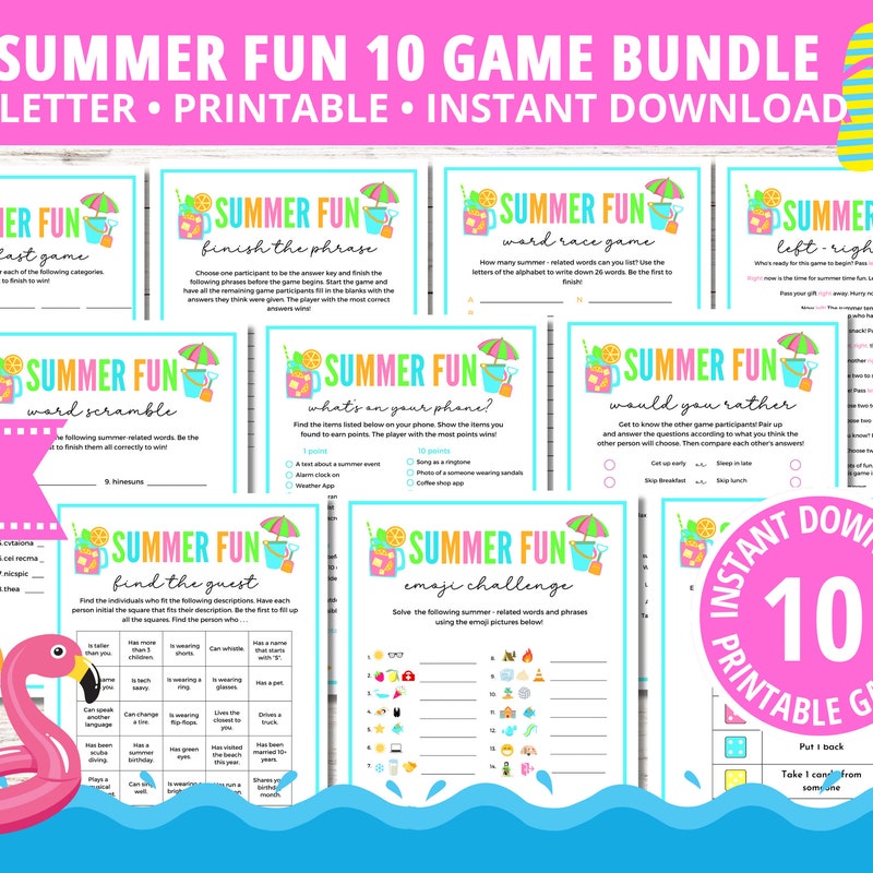 Summer Printable Games - Etsy