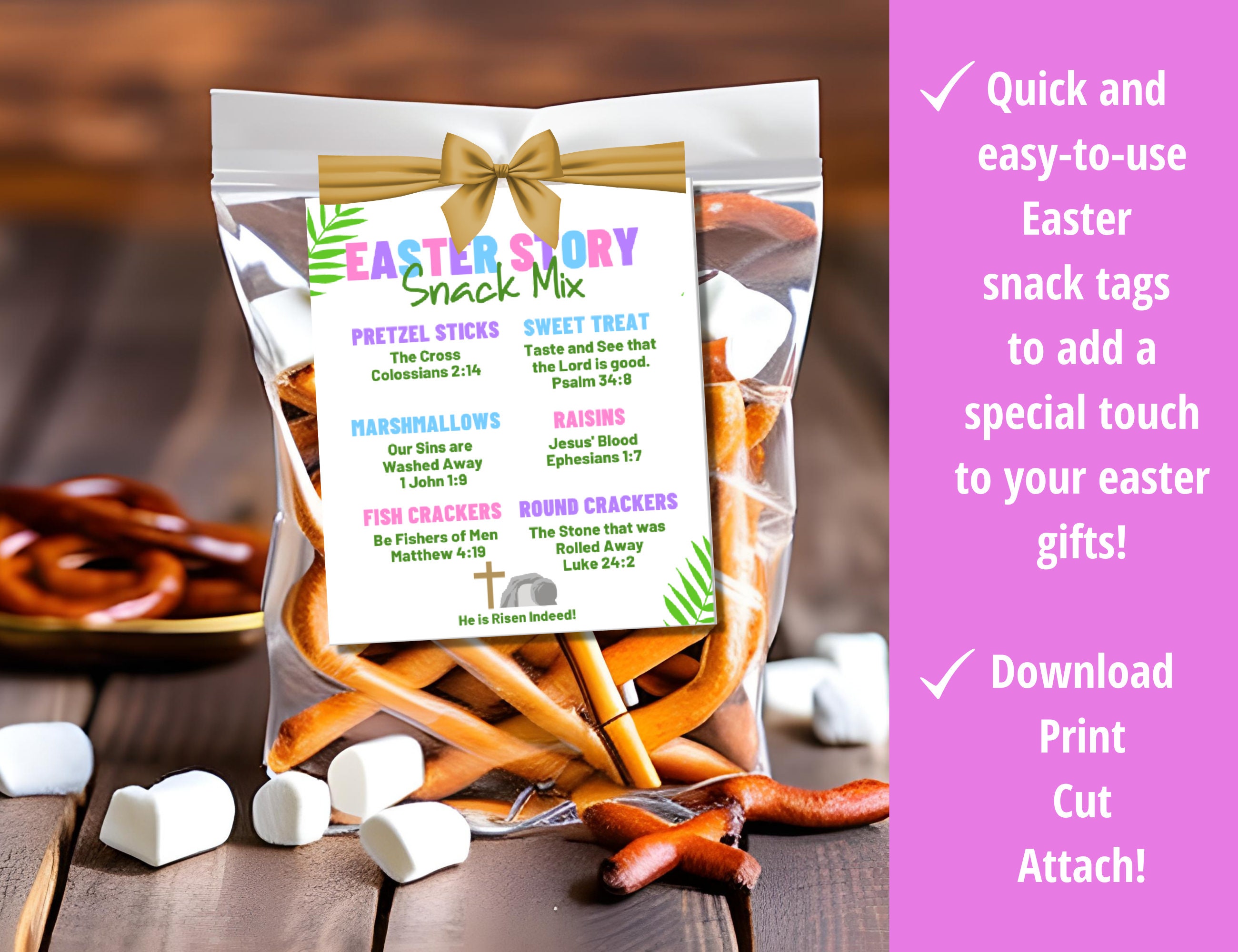 Easter Story Snack Mix Tags, Easter Printable, Easter Story, Easter ...