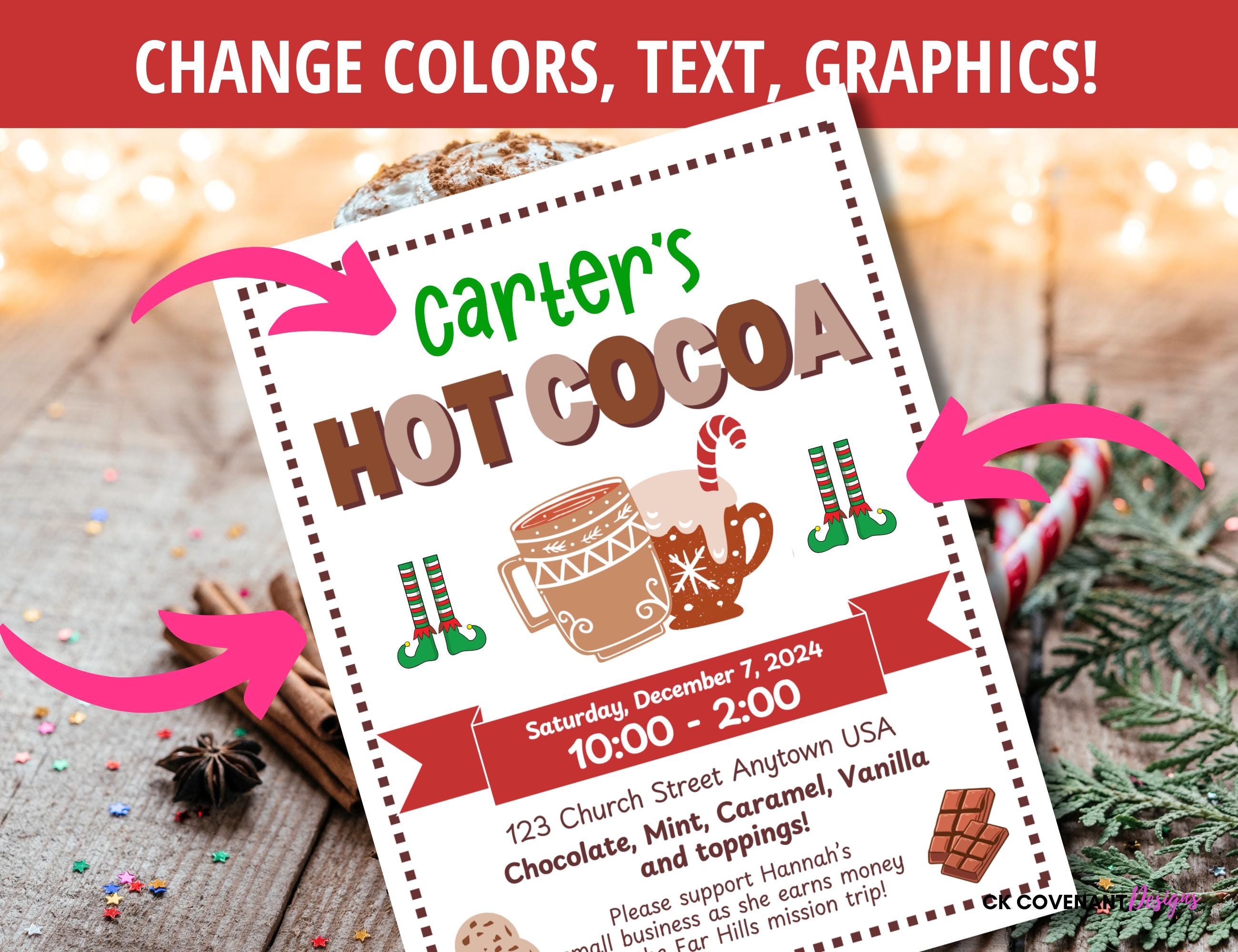 Hot Cocoa Flyer Template, Editable Hot Cocoa Bar Flyer Template, Hot ...