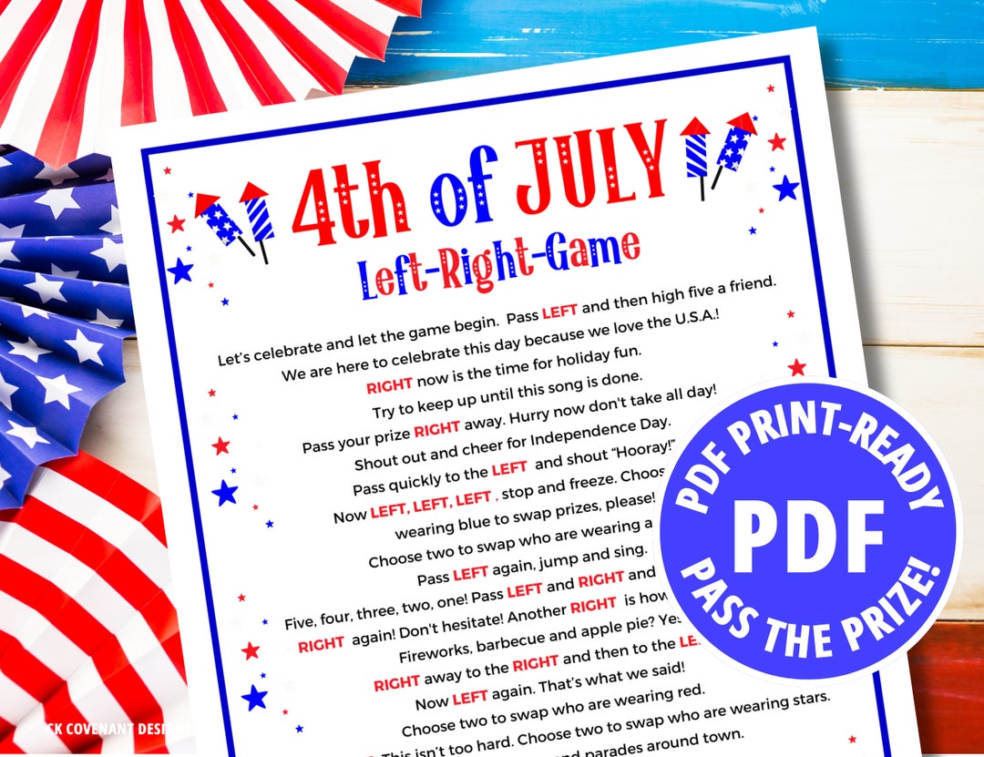 4th of July Party Game, Independence Day Left-right Poem, Left-right ...