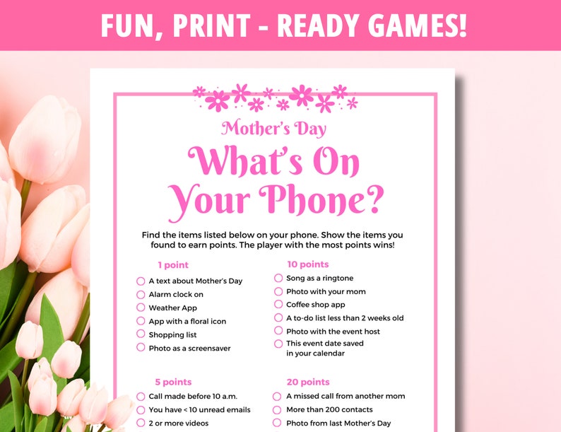 Mother’s Day What’s on Your Phone Game, What’s in Your Phone Game ...