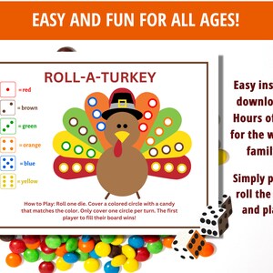 Roll A Turkey Game, Thanksgiving Game for Kids, Thanksgiving Games ...
