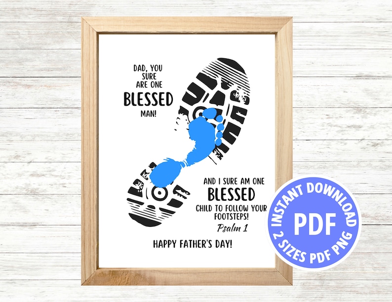 Father's Day Craft, Footprint Art, Gift for Christian Dad, Gifts for ...