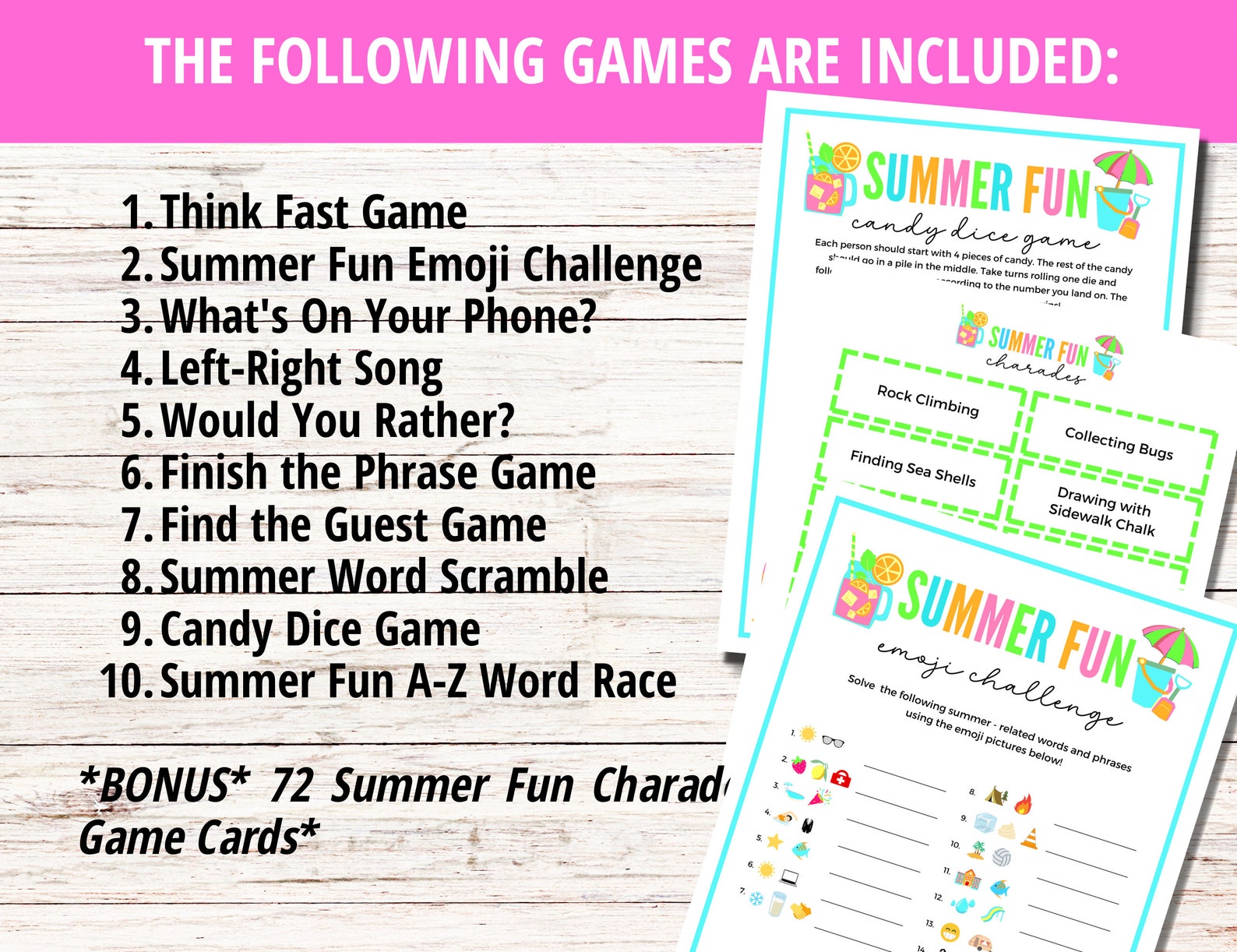 Summer Game Bundle, Summer Party Games, Summer Activities, Pool Party ...