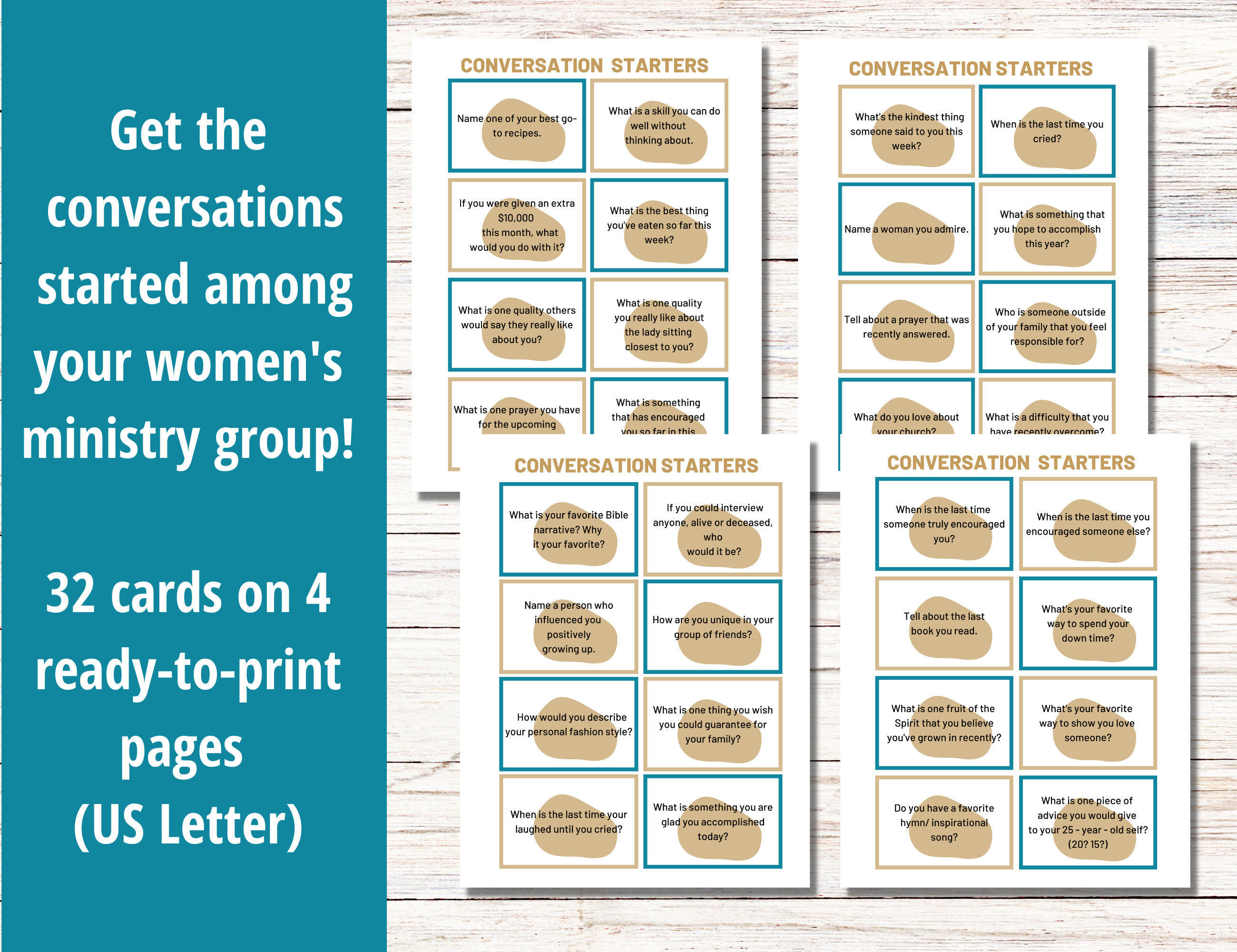 Women's Ministry Conversation Starters, Conversation Cards, Team ...