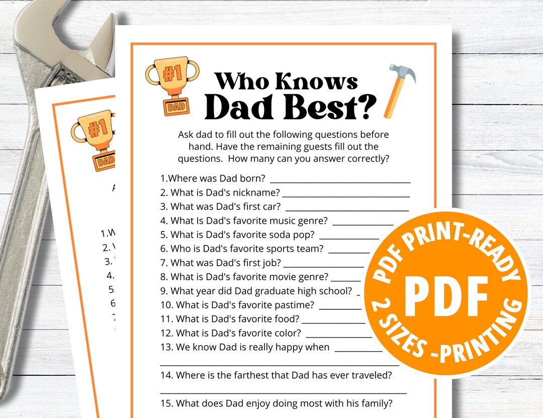 Father’s Day Game, Father’s Day Who Knows Dad Best, Father’s Day Party ...