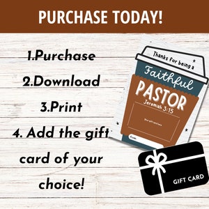 Pastor Appreciation Gift, Coffee Gift Card Holder, Clergy Appreciation ...