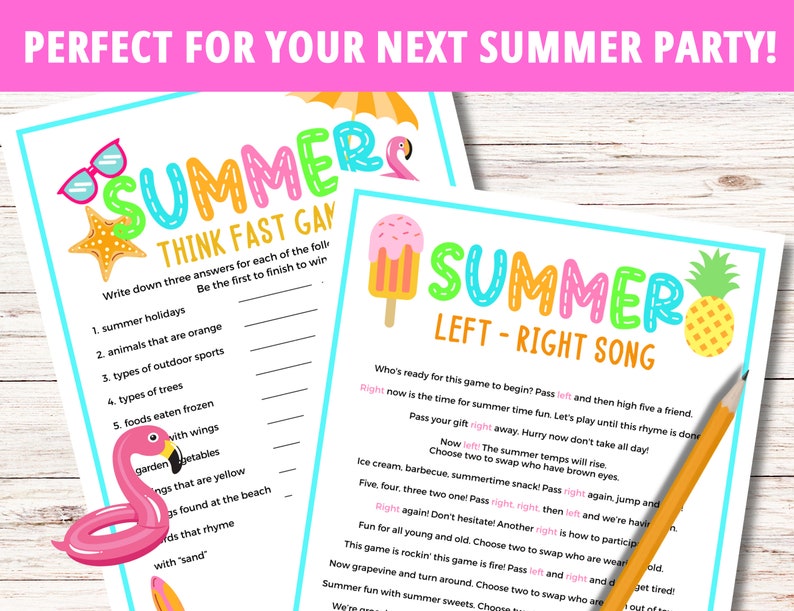 Summer Game Bundle, Summer Party Games, Summer Activities, Pool Party ...