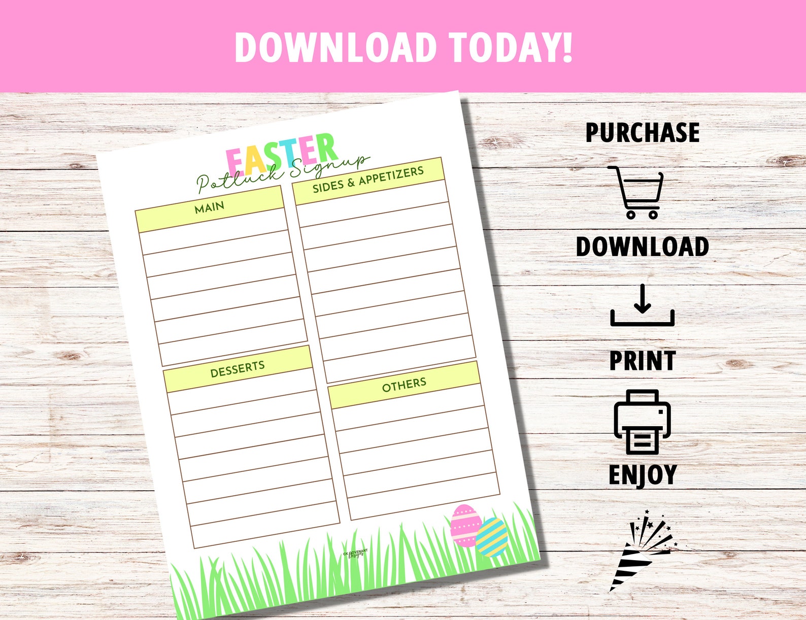 Easter Sign up Sheet, Easter Dinner Sign Up, Potluck, Potluck Template ...